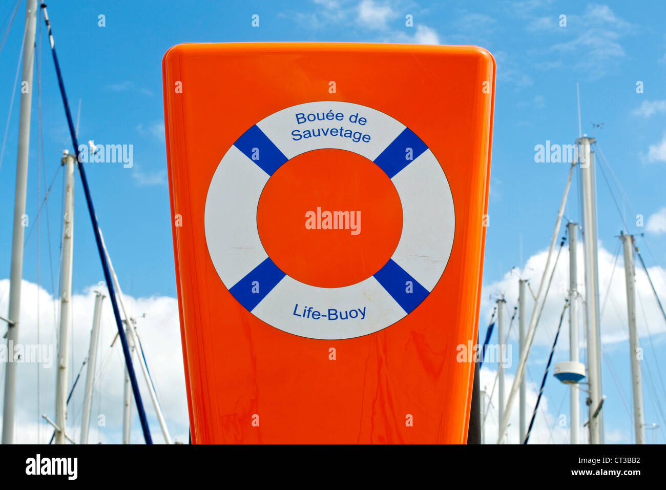 Orange Life-Buoy at disposal on the catway Stock Photo - Alamy