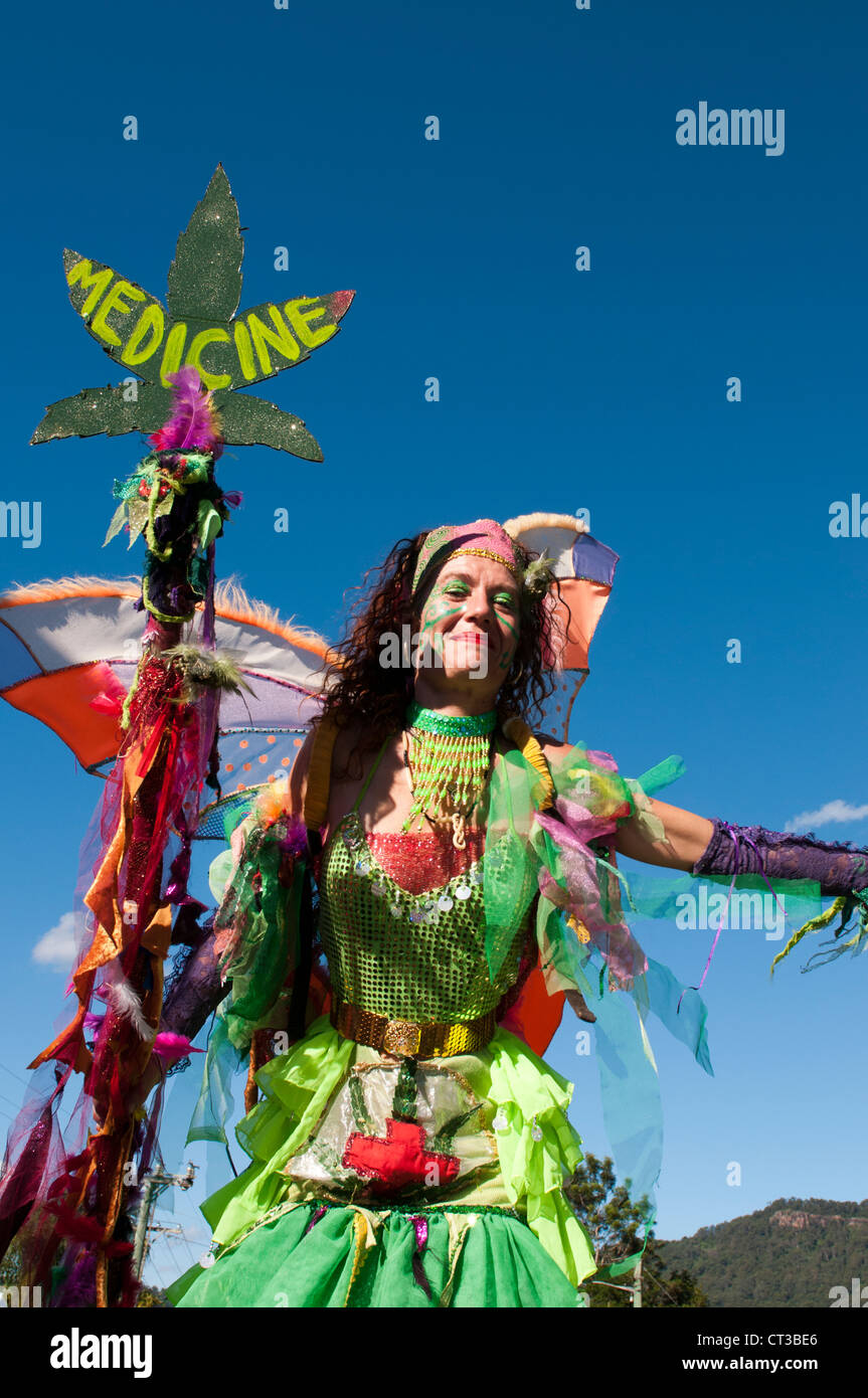 A Ganja Faery during Nimbin's Mardi Grass promotes the use of marijuana ...