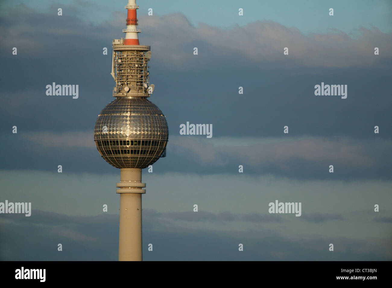 Berlin, ball of the TV tower in front of evening sky Stock Photo - Alamy