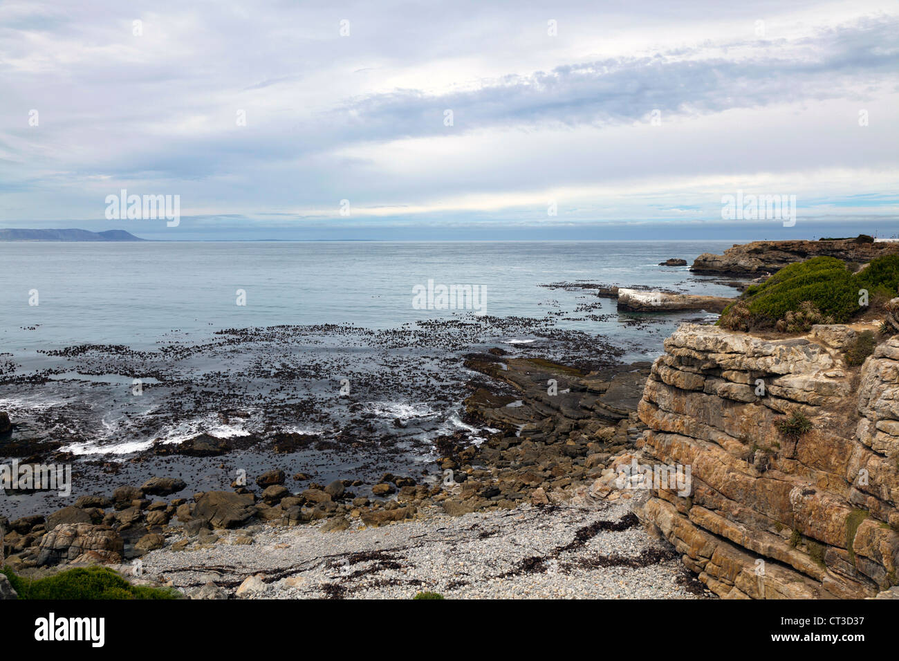 View over the Hermanus Lagoon and Walker Bay at Hermanus, South Africa ...