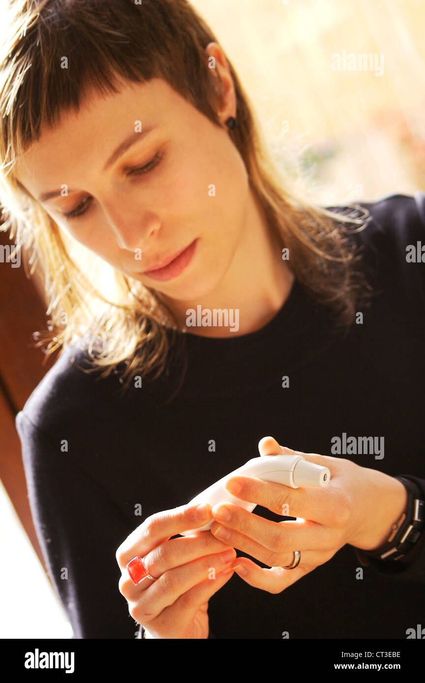 WOMAN WITH FEVER Stock Photo - Alamy