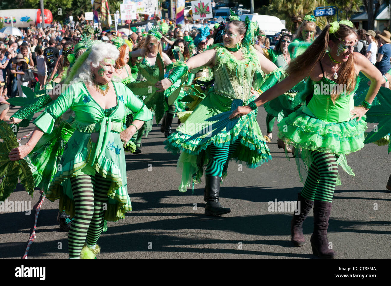 Ganja Faeries dance in the parade during Nimbin's Mardi Grass Stock ...