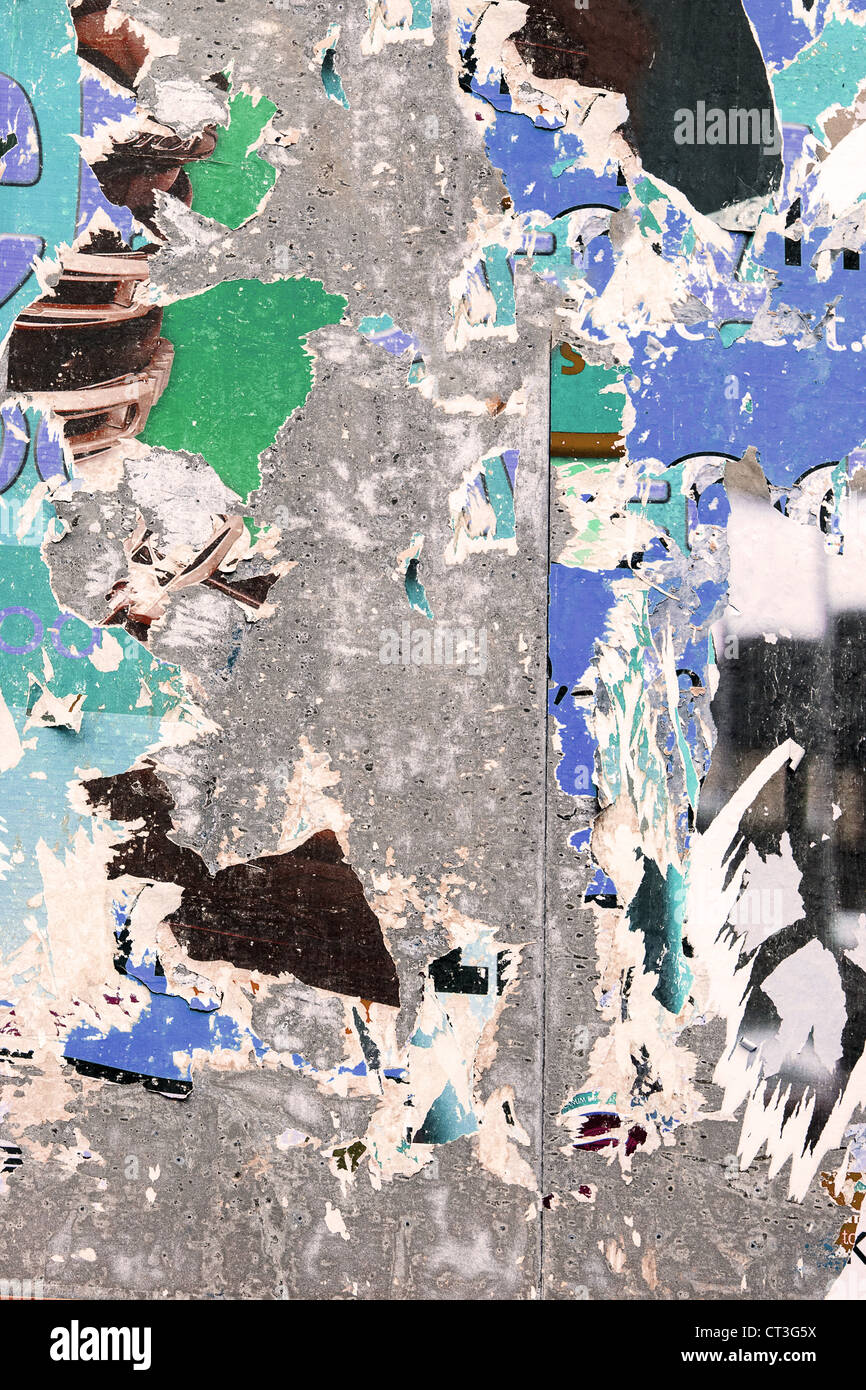 grunge background on billboard with old torn posters Stock Photo - Alamy