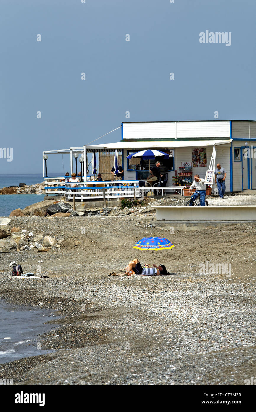 Italian Beach Bar on the edge of the Mediterranean Ocean, Cecina Mare ...