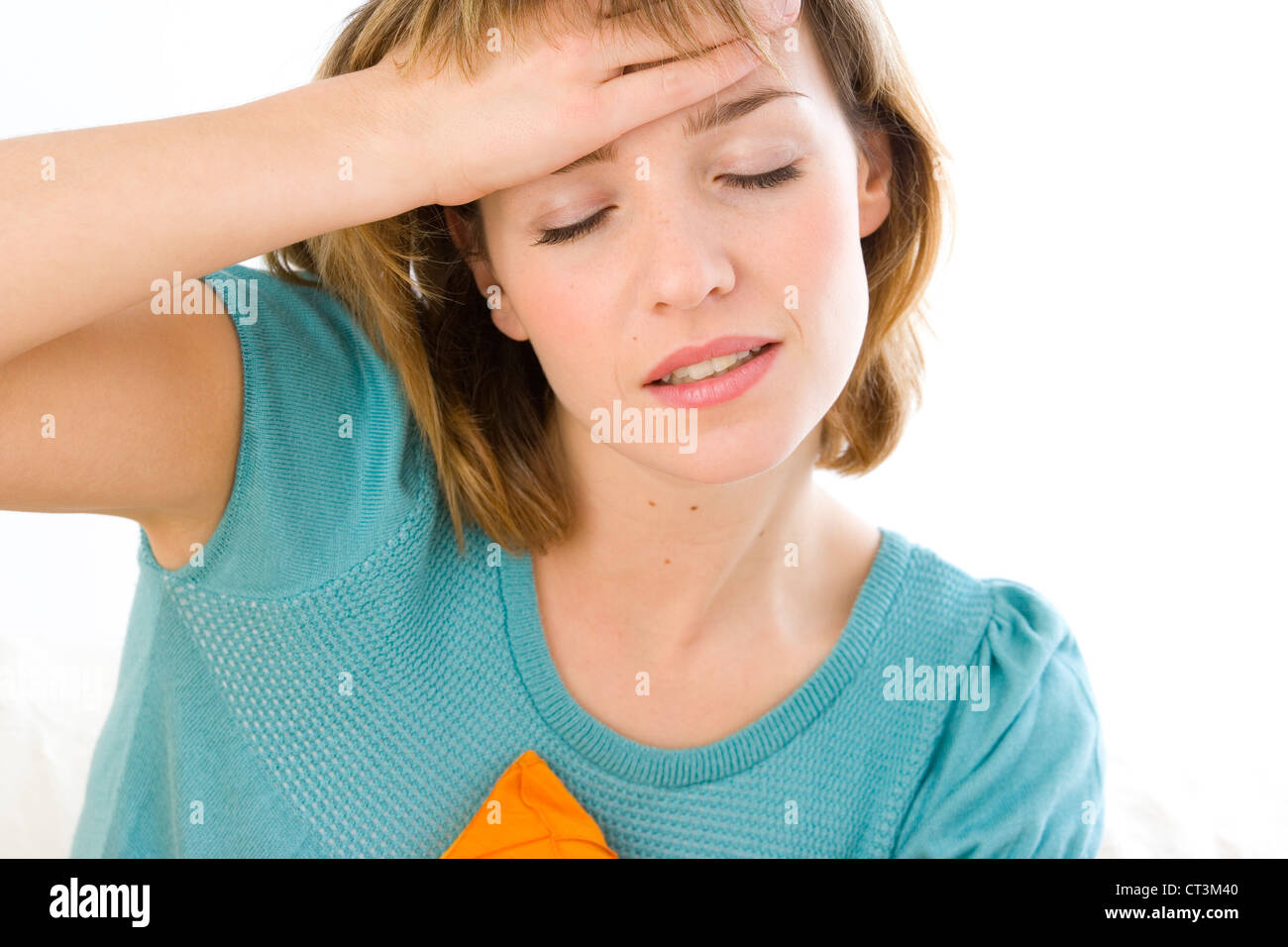WOMAN WITH FEVER Stock Photo - Alamy