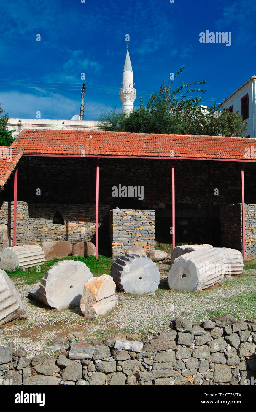 Turkey, Aegean sea, Bodrum, Ruins of the Mausoleum Bodrum Ancient Greek ...