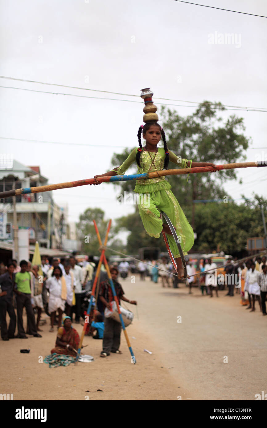 Street circus artist Andhra Pradesh South India Stock Photo - Alamy