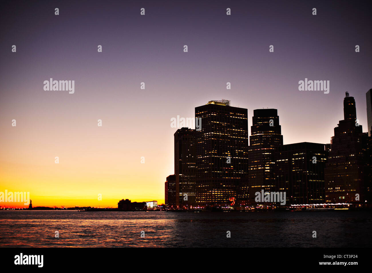 New York buildings lit up at night Stock Photo - Alamy