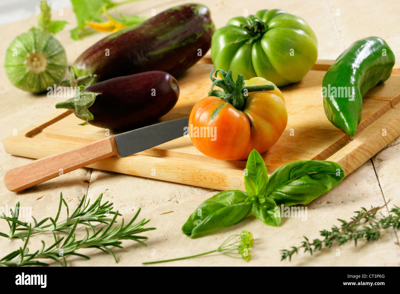 Mixed vegetables with aromatic herbs hi-res stock photography and ...