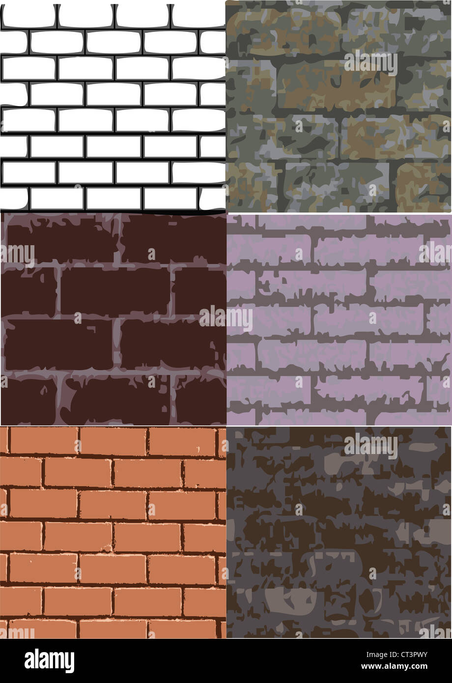 a set of six different brick texture Stock Photo - Alamy