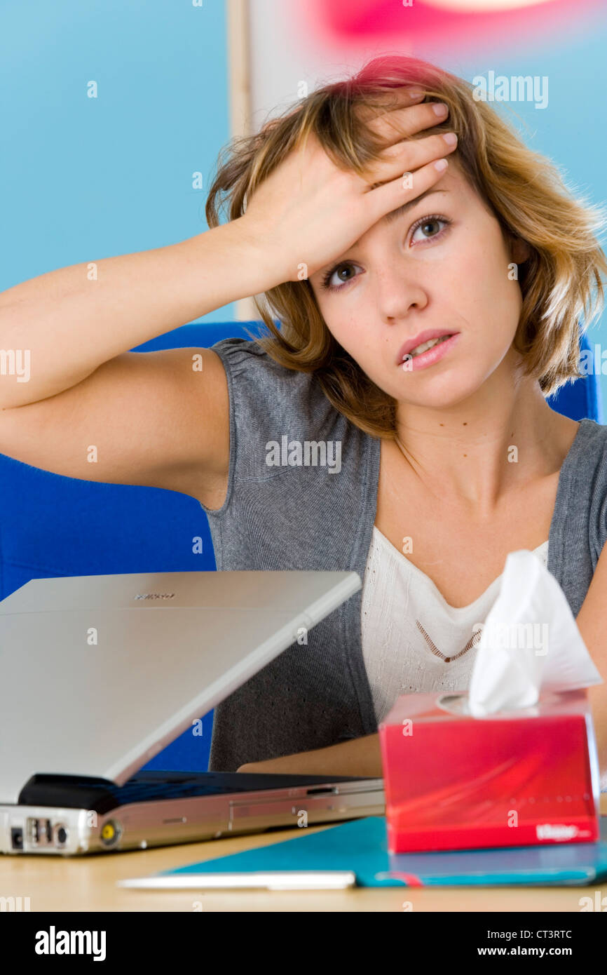 WOMAN WITH FEVER Stock Photo - Alamy