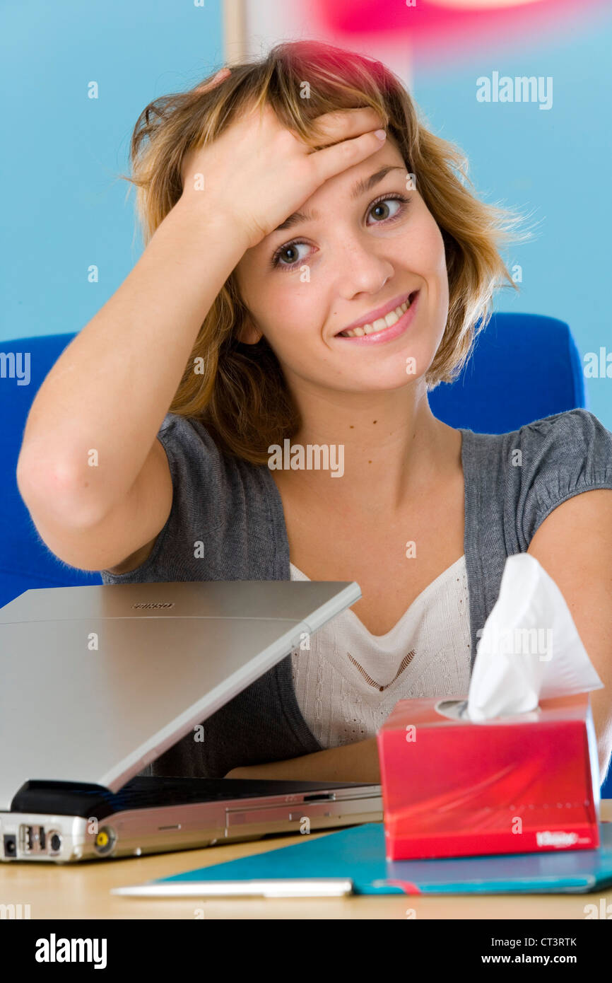 WOMAN WITH FEVER Stock Photo - Alamy
