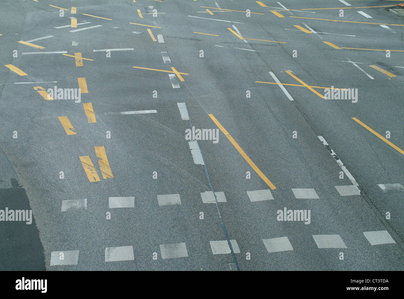 Hamburg, confusing road markings Stock Photo - Alamy