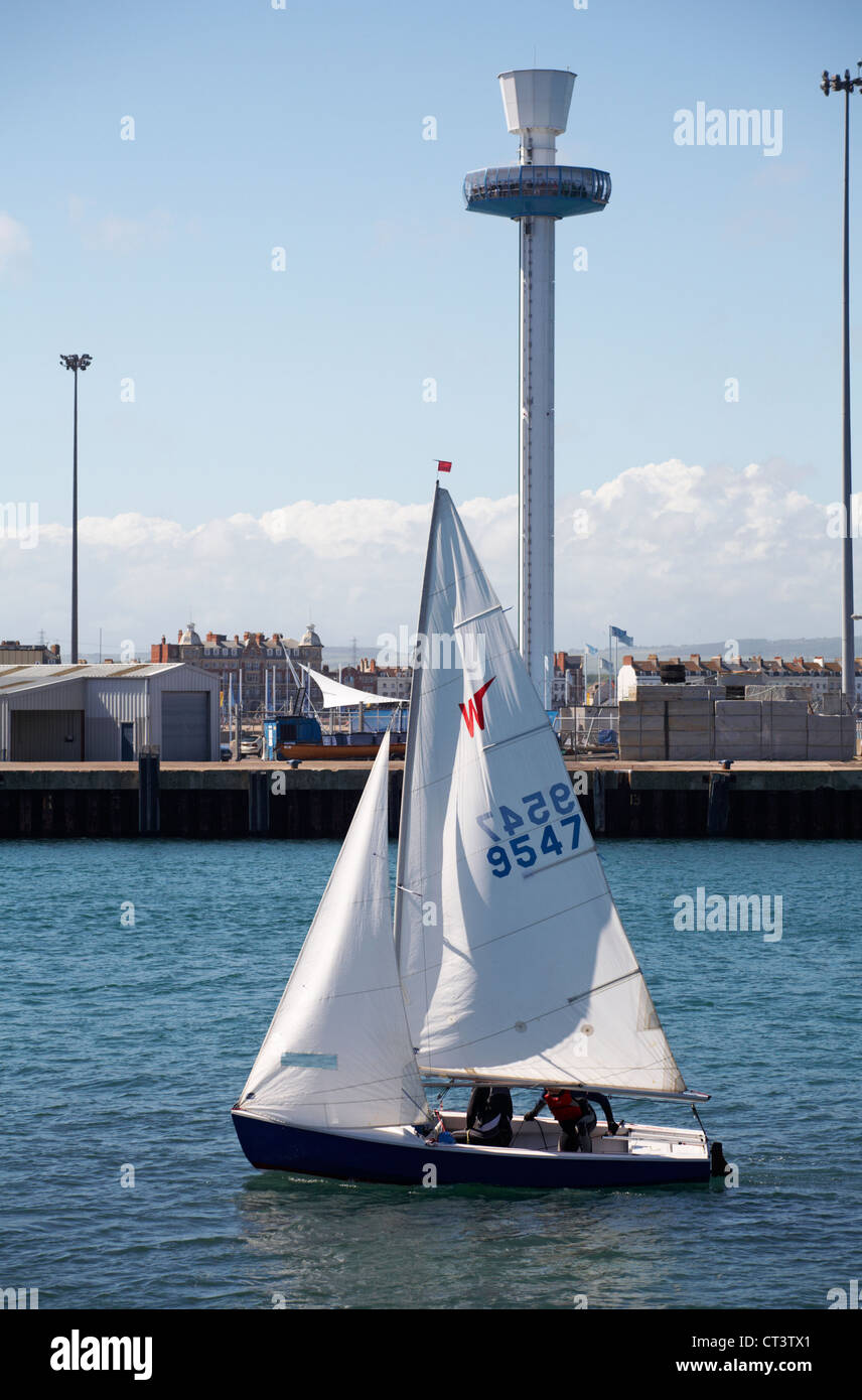 sailing at Weymouth with the Sealife Tower, Jurassic Skyline Tower, in ...