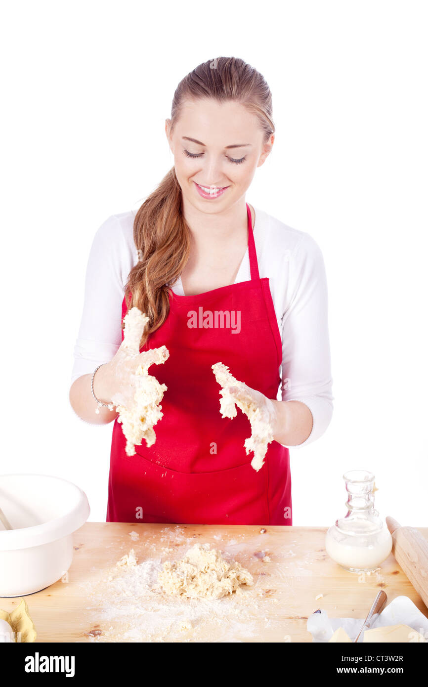 beautiful woman is baking cookies for christmas isolated Stock Photo ...