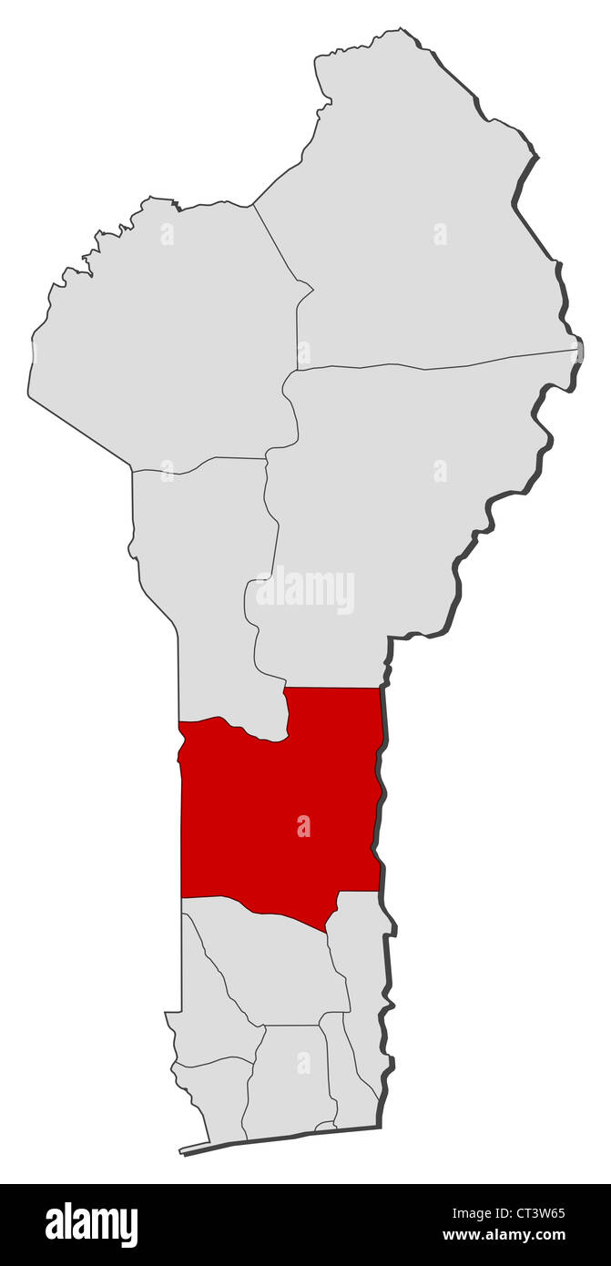 Political map of Benin with the several departments where Collines is ...