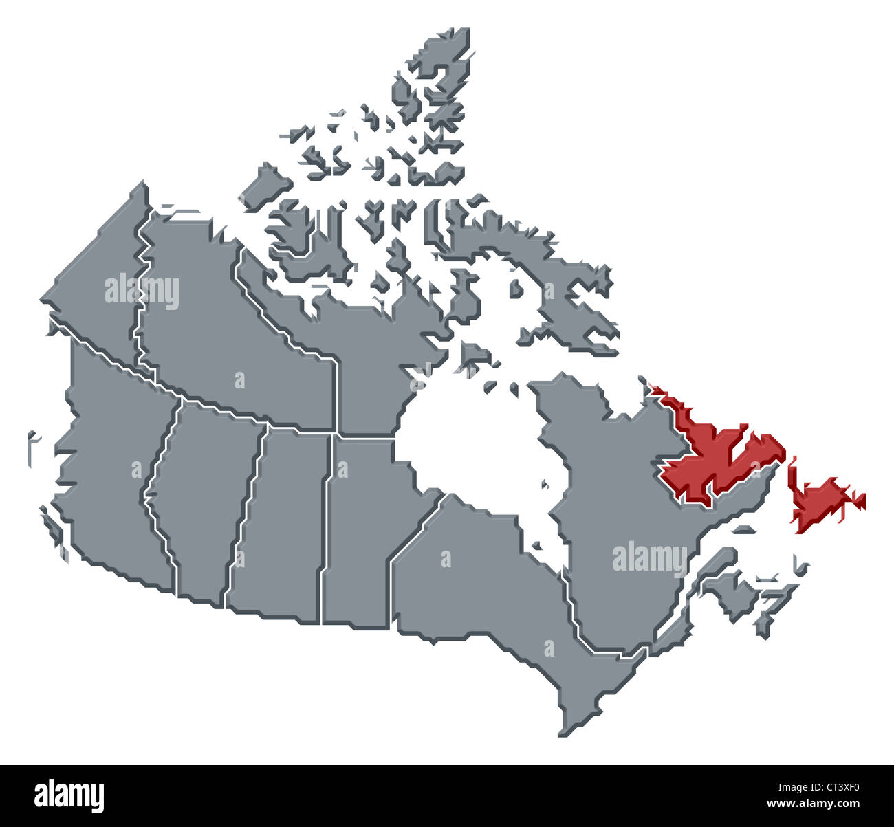 Political map of Canada with the several provinces where Newfoundland ...