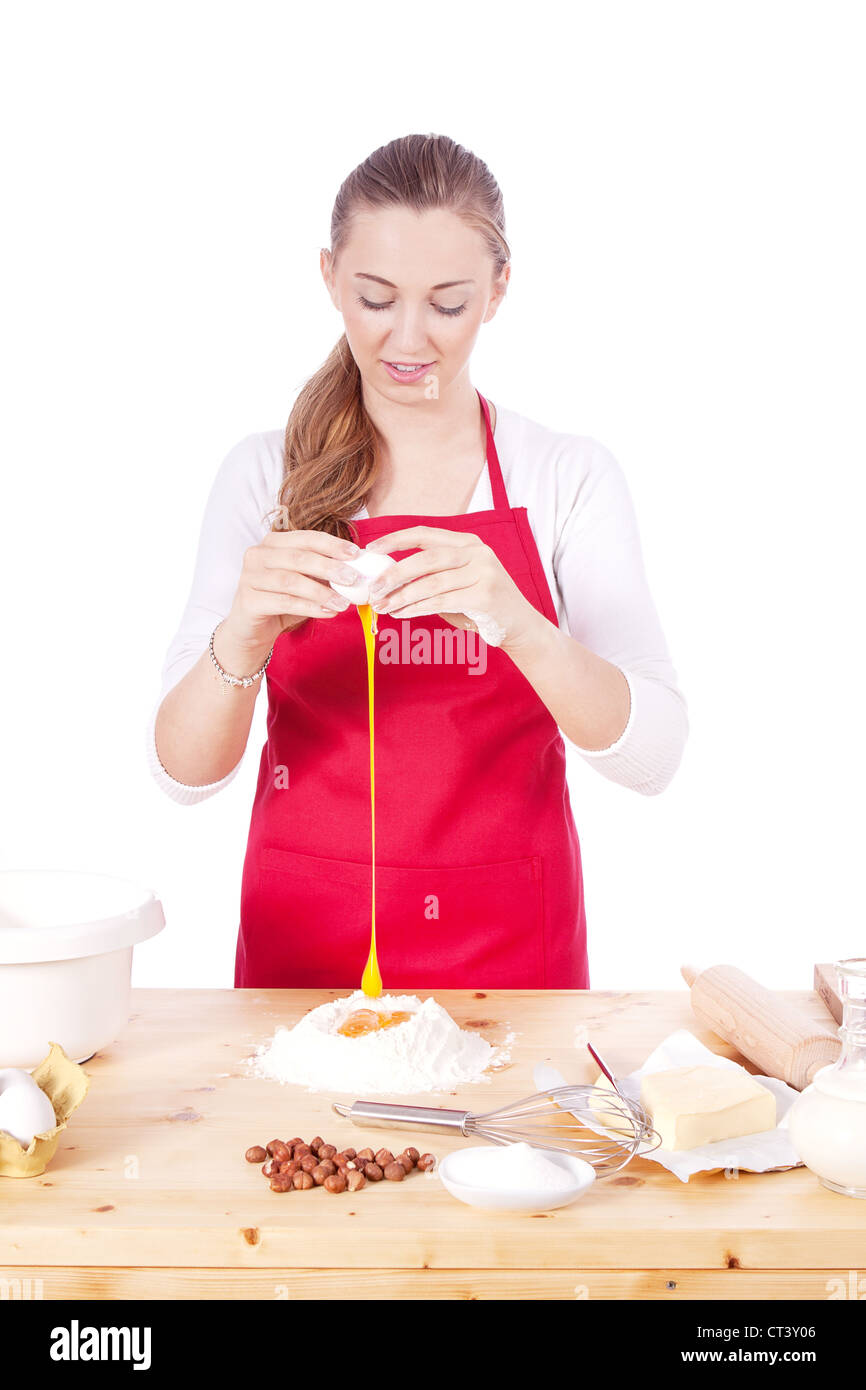 beautiful woman is baking cookies for christmas isolated Stock Photo ...