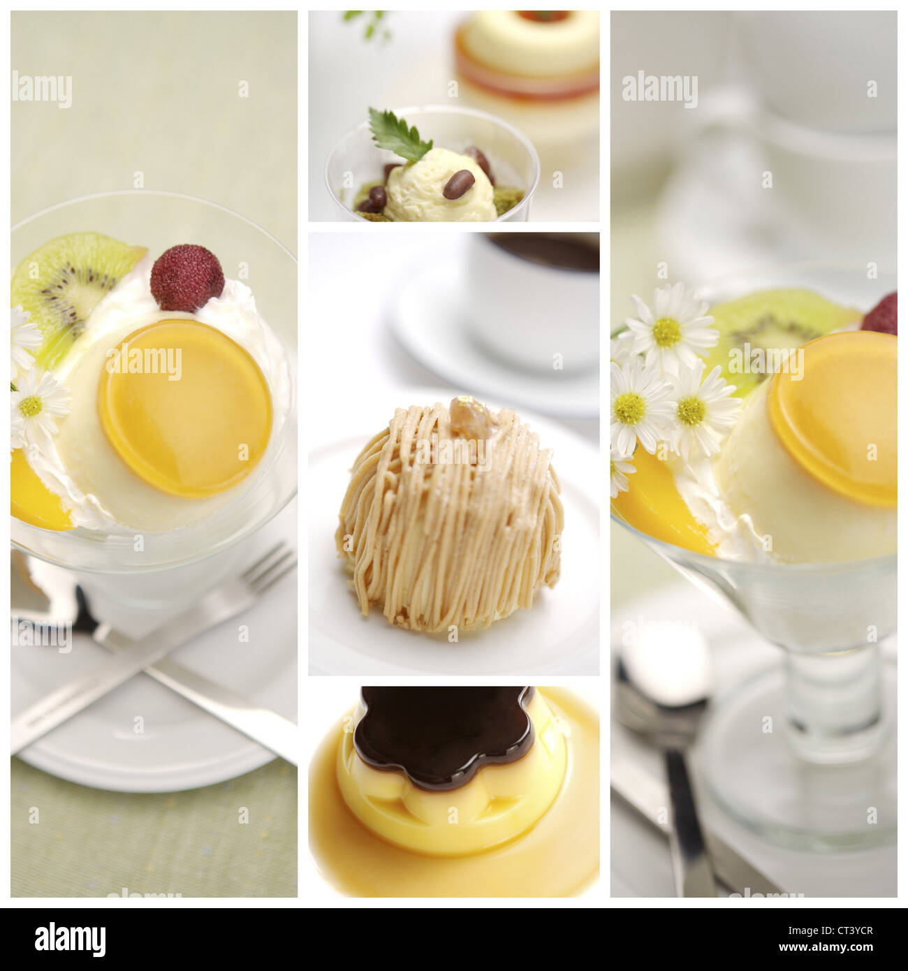 set of different dessert photos arranged together into a collage Stock ...
