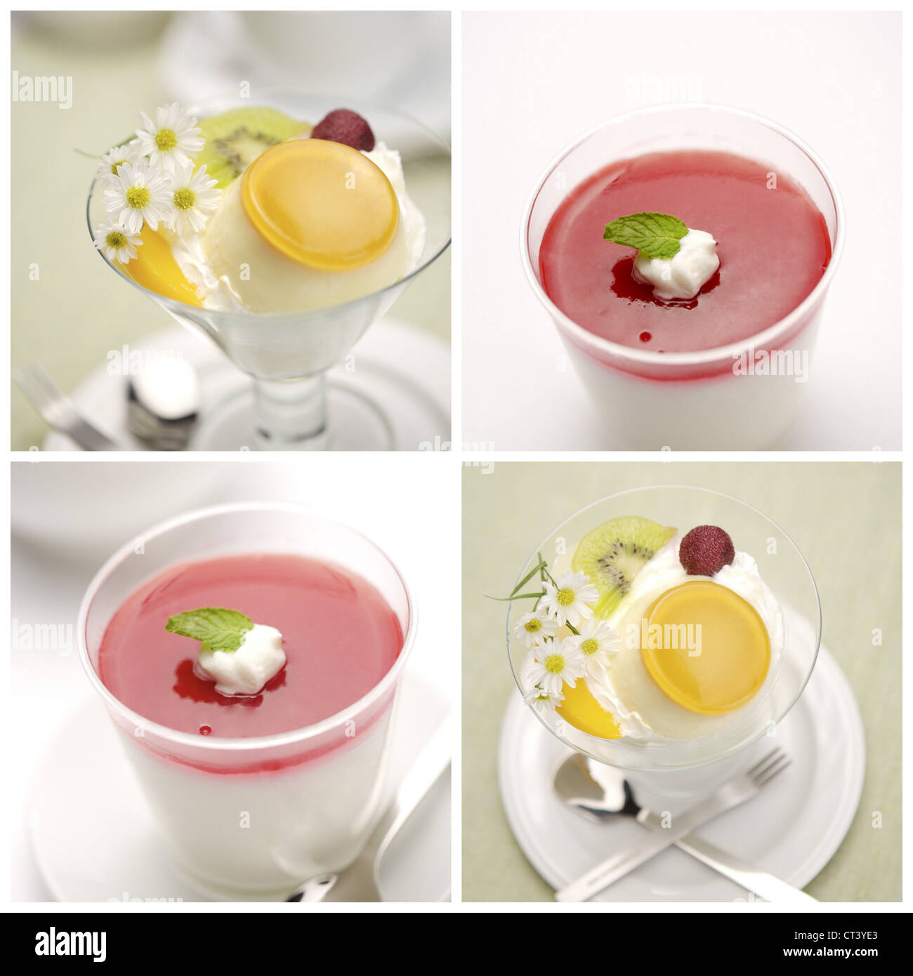 set of different dessert photos arranged together into a collage Stock ...