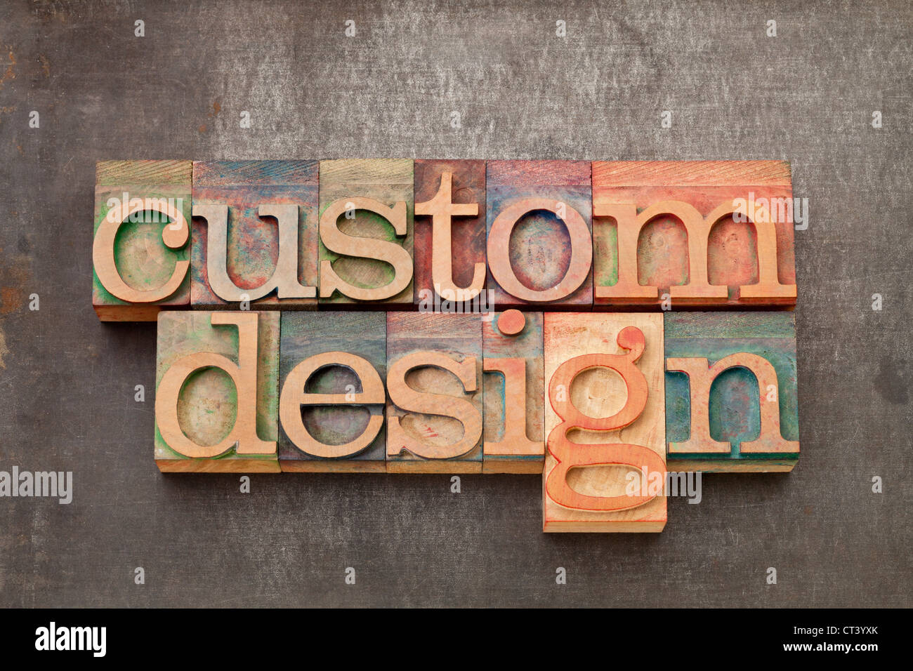 custom design - text in vintage letterpress wood type against grunge ...