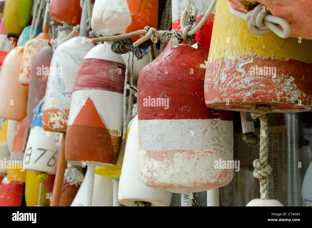 Rhode Island, Block Island. Colorful fishing floats Stock Photo - Alamy