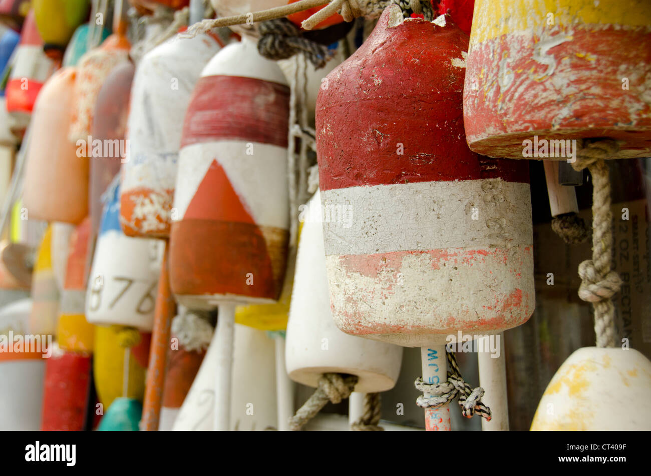 Rhode Island, Block Island. Colorful fishing floats Stock Photo - Alamy