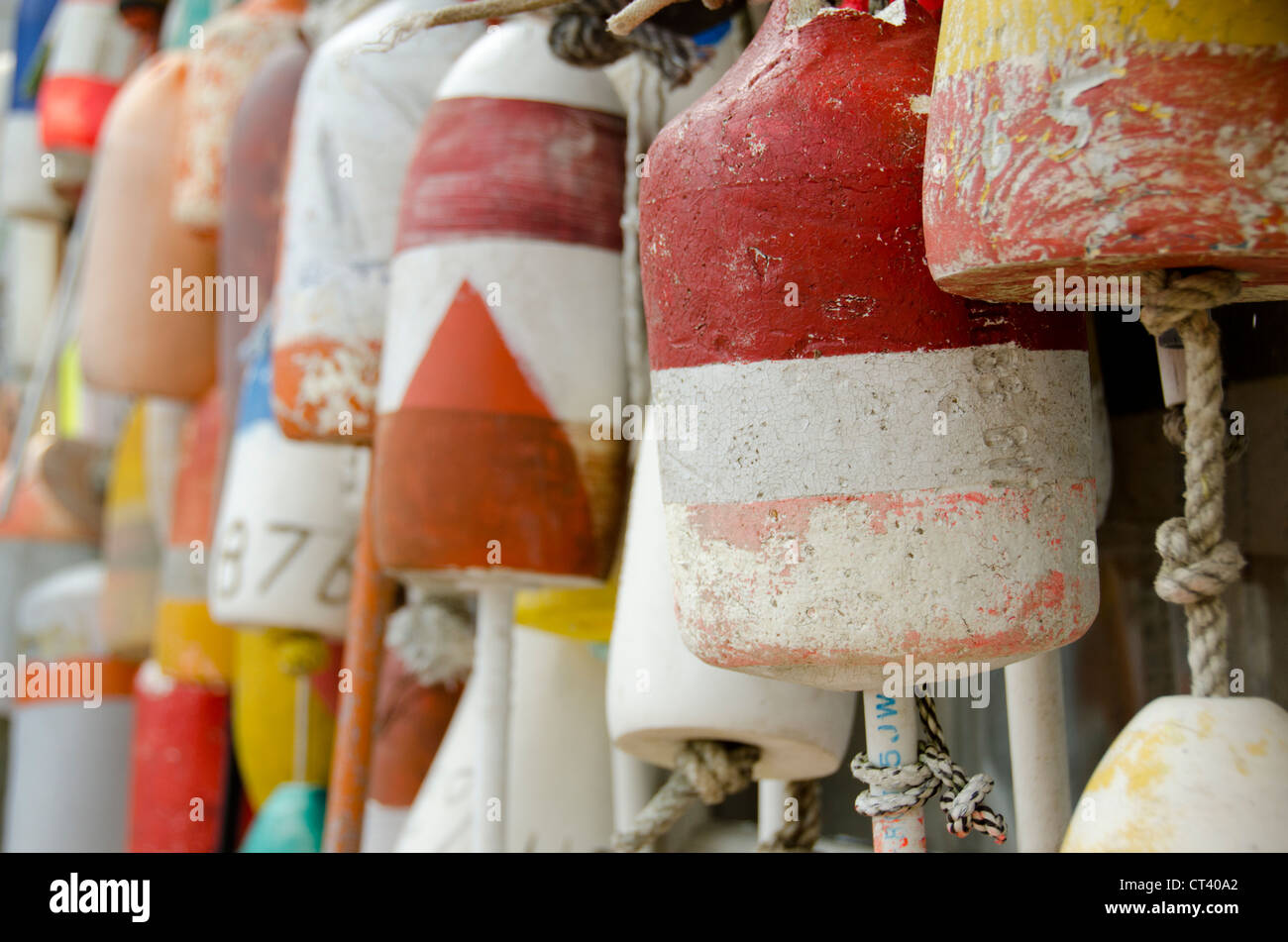 Rhode Island, Block Island. Colorful fishing floats Stock Photo - Alamy