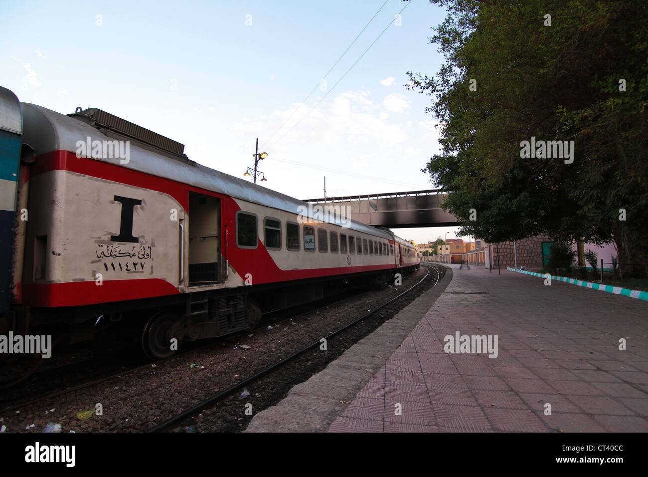 Egyptian railway train at Aswan train station in Egypt Stock Photo - Alamy