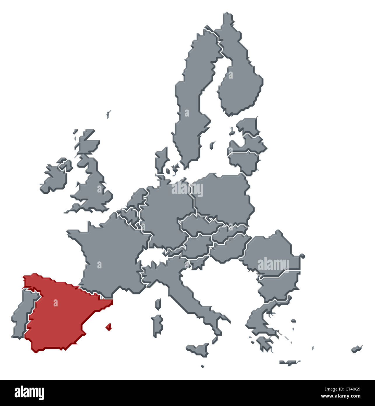 Political map of the European Union with the several states where Spain ...
