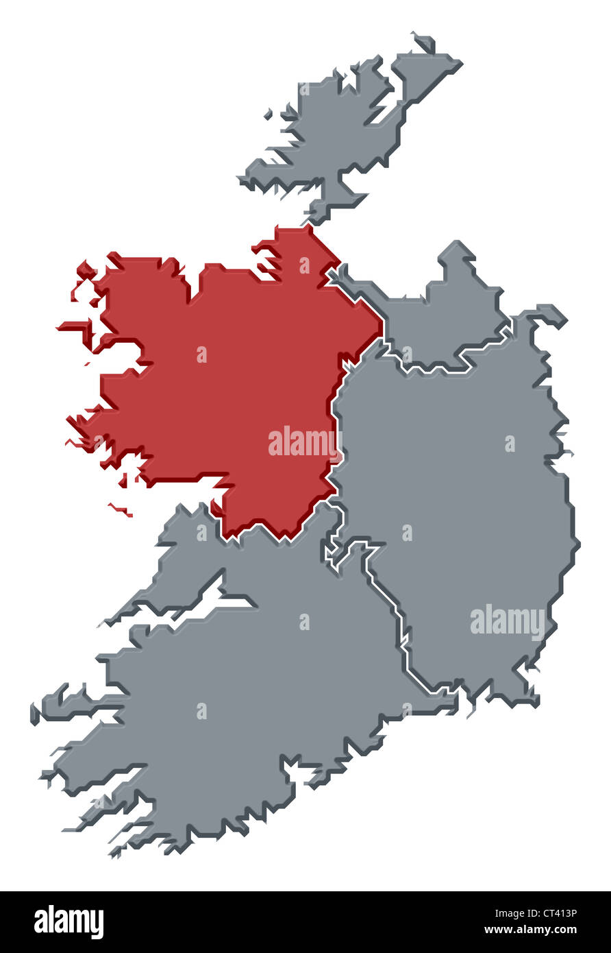 Political map of Ireland with the several provinces where Connacht is ...