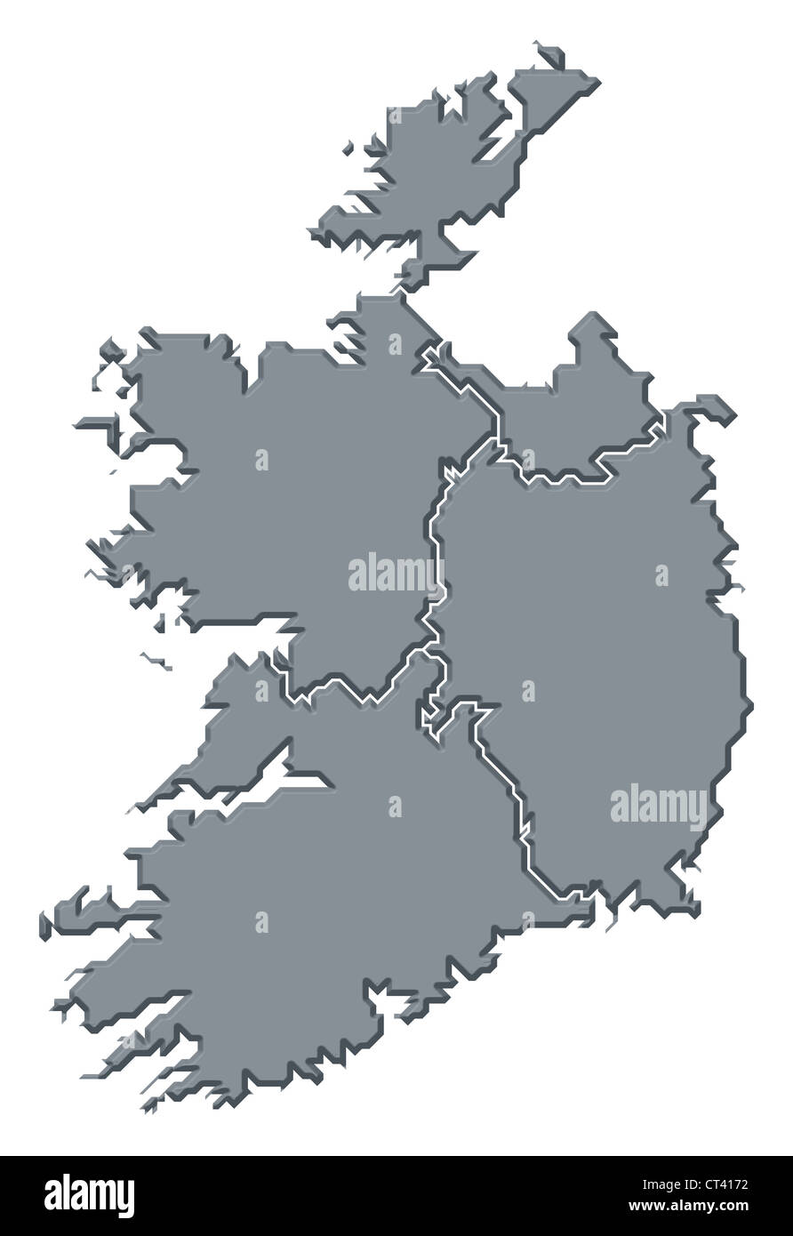Political map of Ireland with the several provinces Stock Photo - Alamy