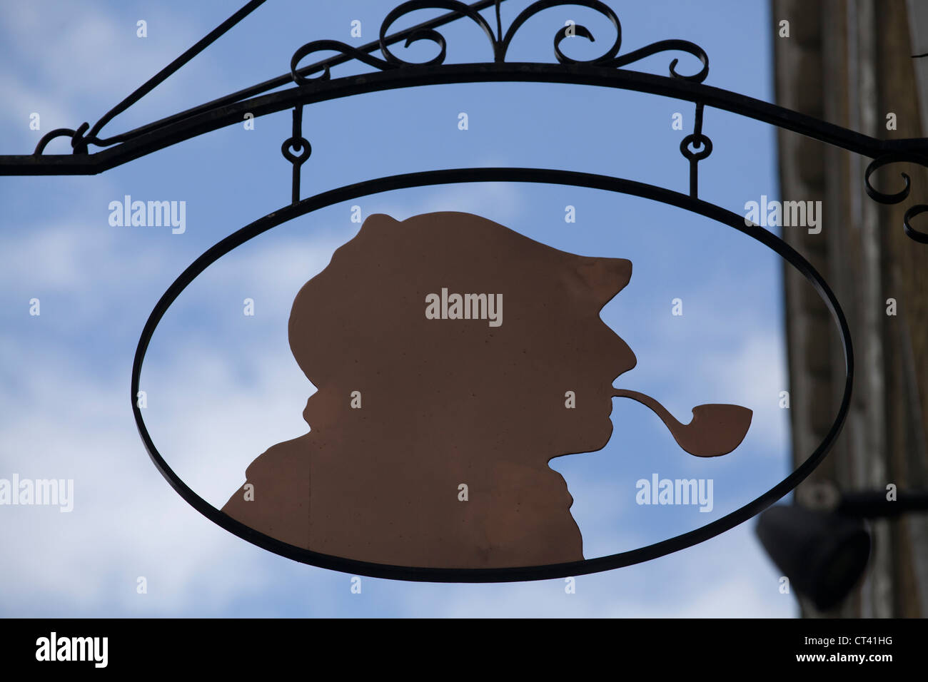 Sherlock Holmes Sign for a public house on Baker Street London Stock ...