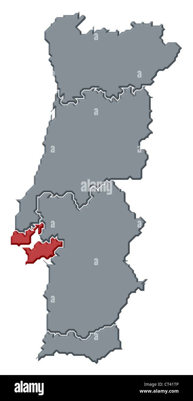 Political map of Portugal with the several regions where Lisboa Region ...