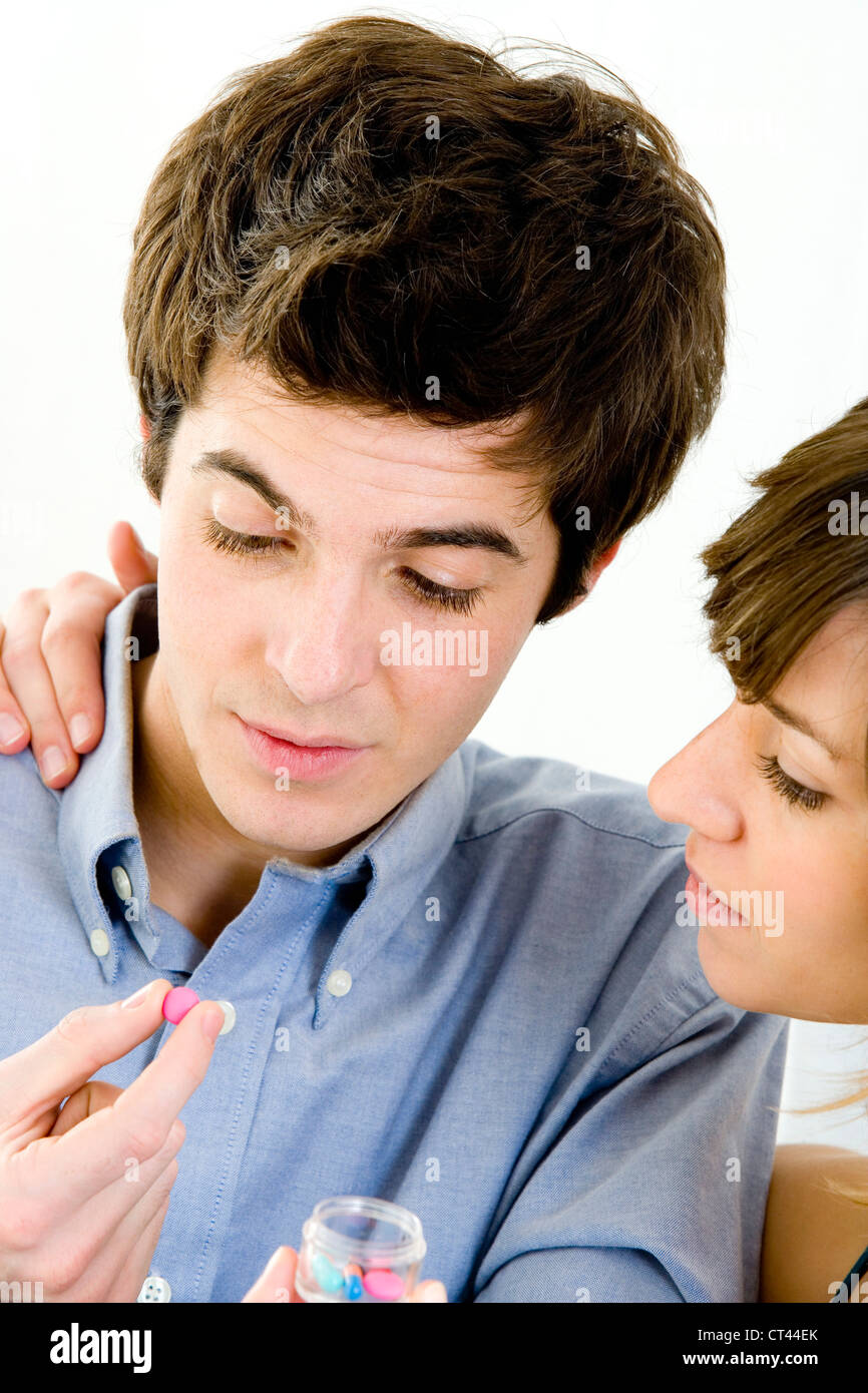 MAN TAKING MEDICATION Stock Photo - Alamy
