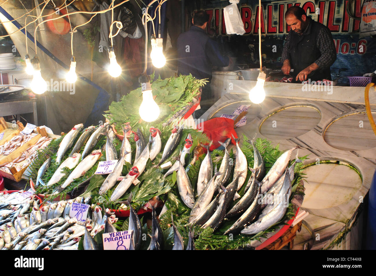 Turkey, Istanbul, Fish Market near Galata Bridge Stock Photo - Alamy