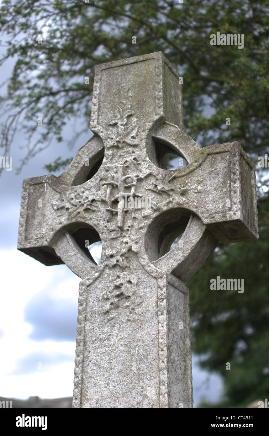 cross monument with Celtic design Stock Photo - Alamy
