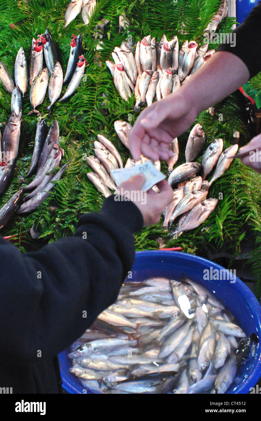 Turkey, Istanbul, Fish Market near Galata Bridge Stock Photo - Alamy