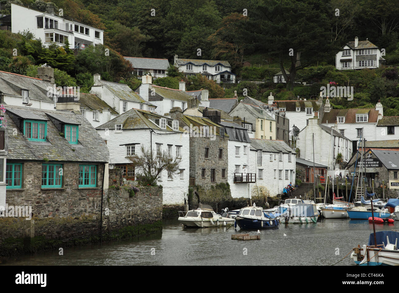 View of Polperro Harbour Cornwall England Stock Photo - Alamy