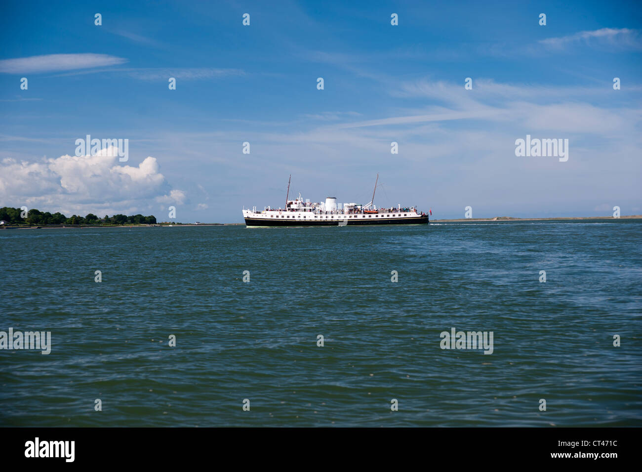 Balmoral cruise ship sailing through the menai straits North Wales Uk ...