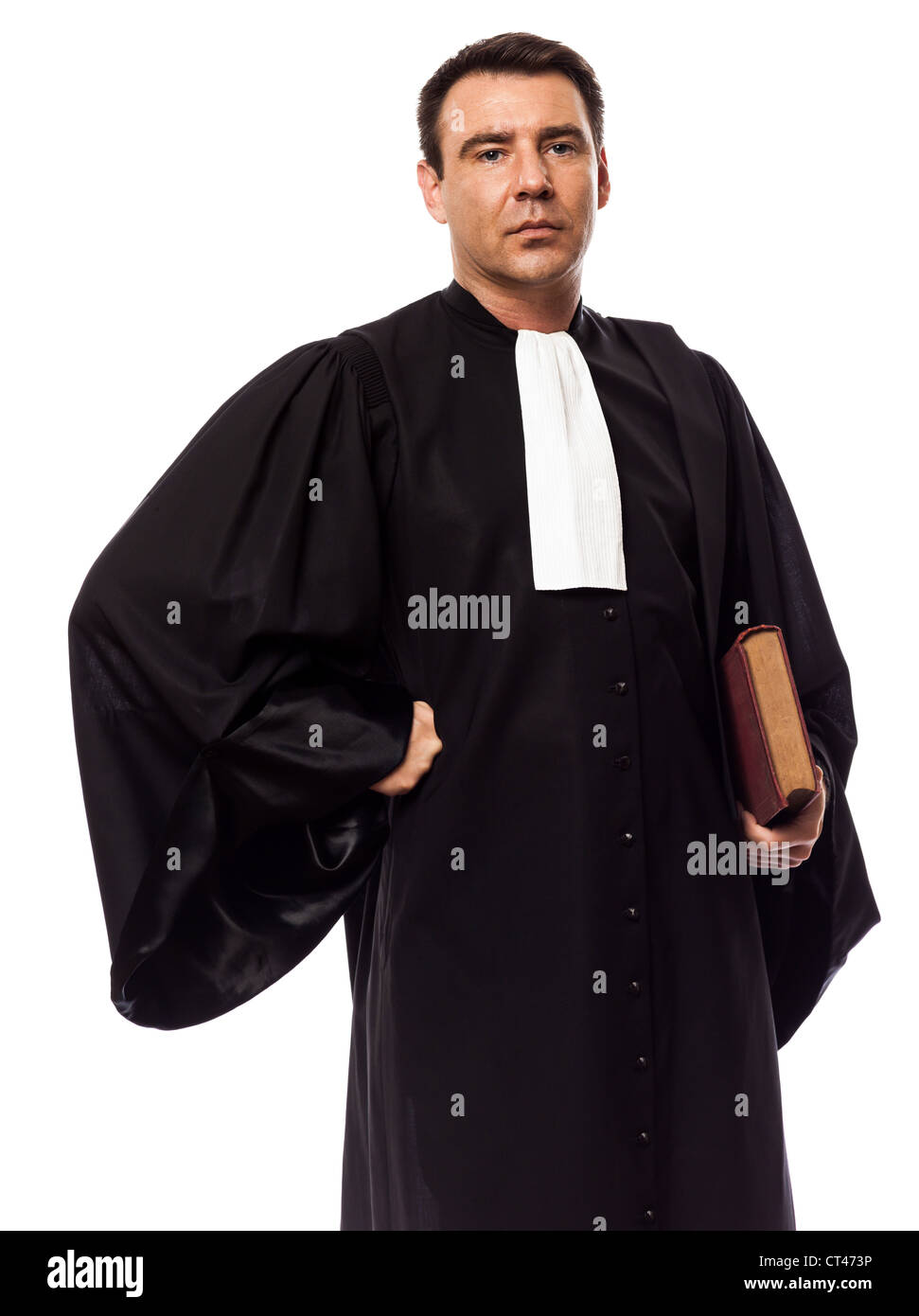 one caucasian lawyer man in studio isolated on white background Stock ...