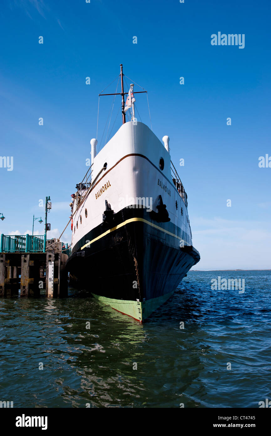 Balmoral cruise ship sailing through the menai straits North Wales Uk ...