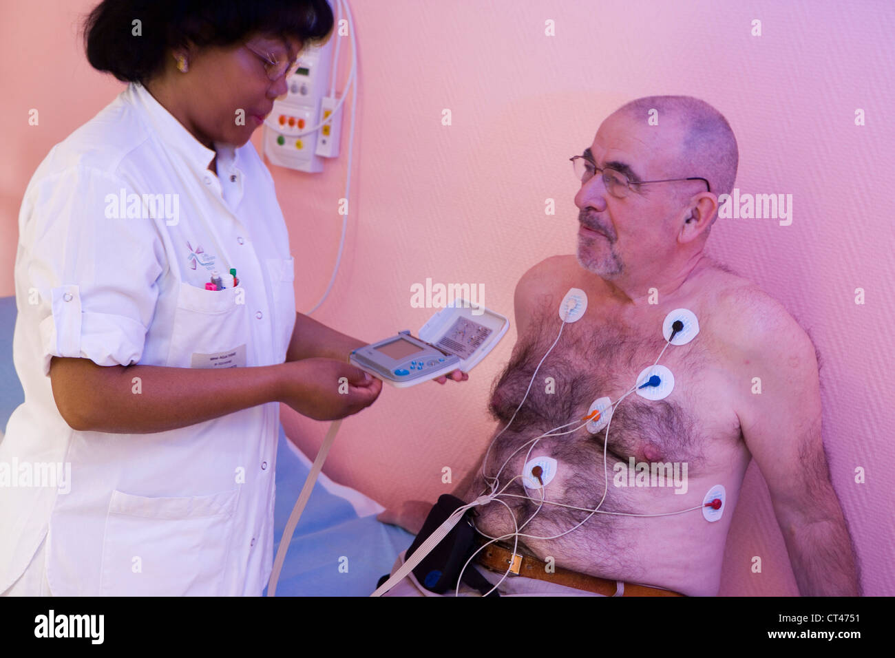 ELDERLY PERSON WITH ECG HOLTER Stock Photo - Alamy