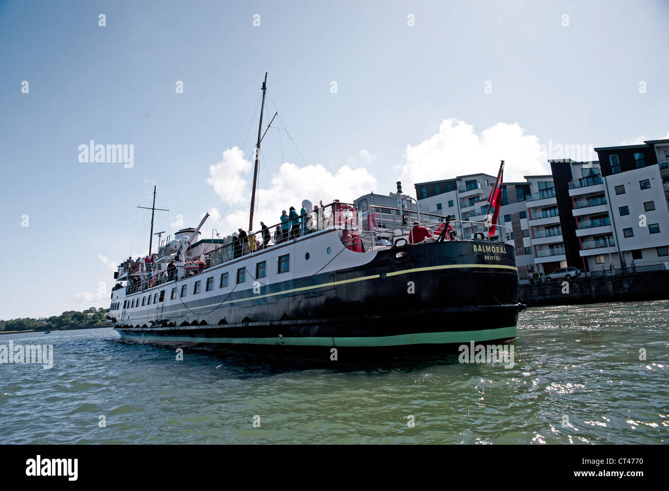Balmoral cruise ship sailing through the menai straits North Wales Uk ...