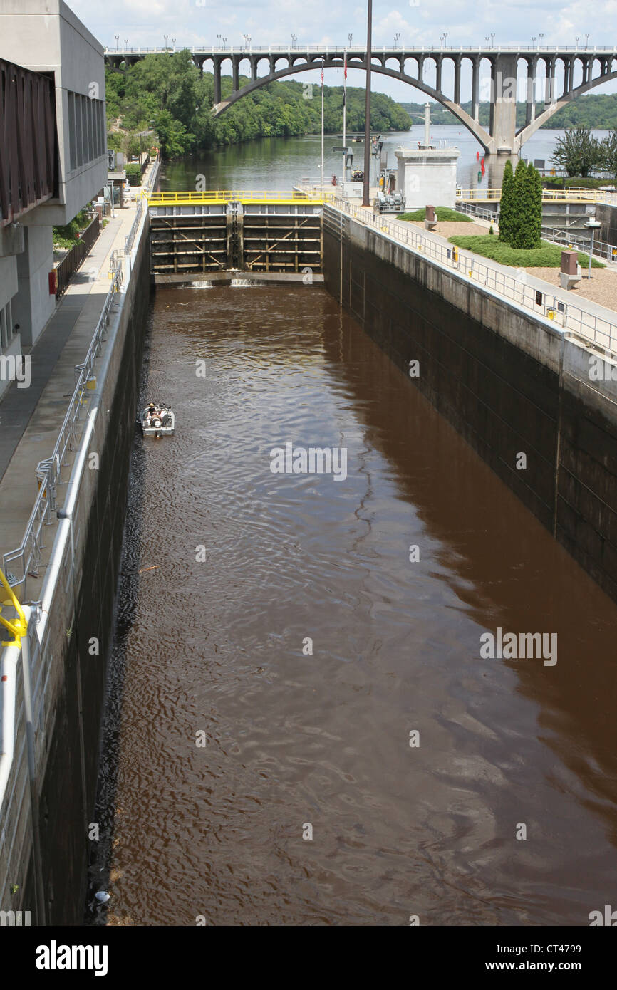Lock and dam number one on the Mississippi river in Minneapolis, Minnesota Stock Photo - Alamy