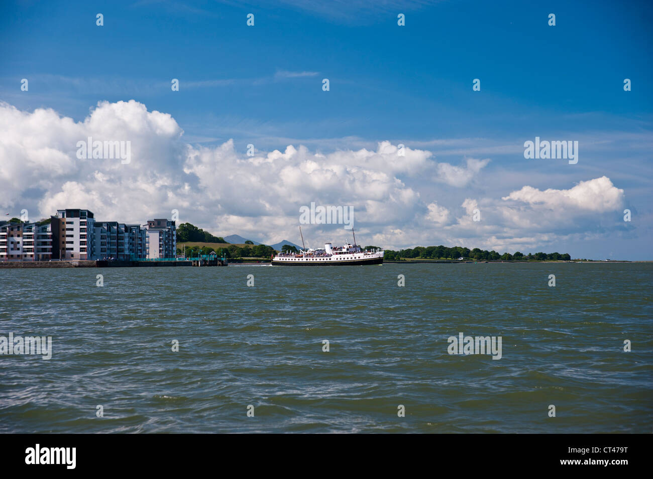 Balmoral cruise ship sailing through the menai straits North Wales Uk ...