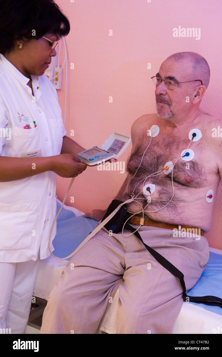 ELDERLY PERSON WITH ECG HOLTER Stock Photo - Alamy