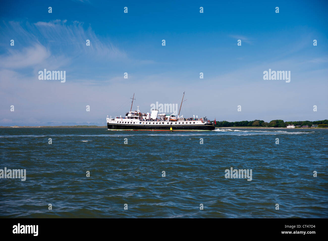 Balmoral cruise ship sailing through the menai straits North Wales Uk ...