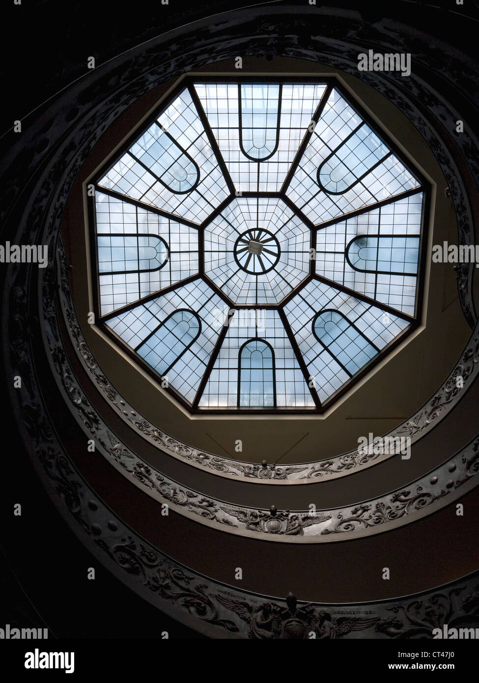 Octagonal glass roof window above Giuseppe Momo's spiral staircase ...