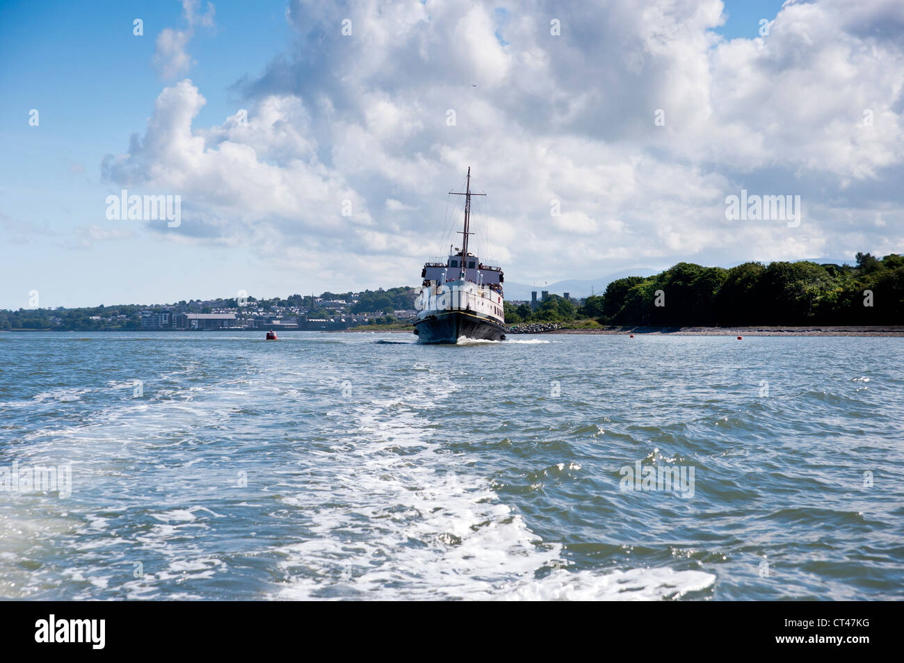 Balmoral cruise ship sailing through the menai straits North Wales Uk ...